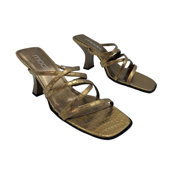 Vintage | Shoes | Vintage 9s Moda Strappy Metallic Gold Heels Cocktail ...
